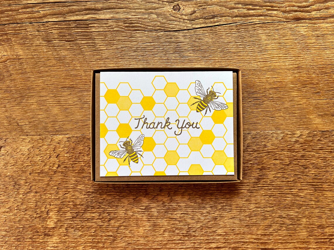 Thank You Honey Bees, Thank You Cards, Boxed Set of 6 Letterpress Cards ...