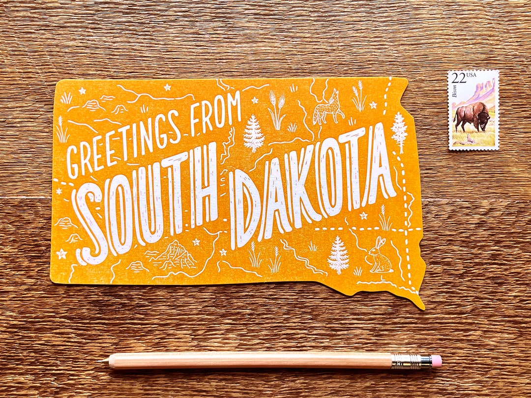 South Dakota Postcard, Greetings From South Dakota, Single Die Cut ...