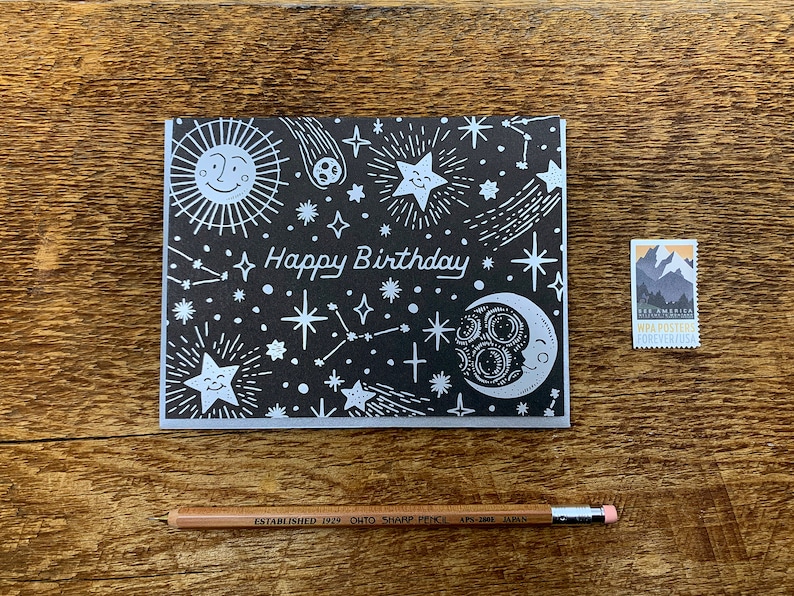 Celestial Birthday Card, Space Birthday Card, Foil Printed Greeting ...