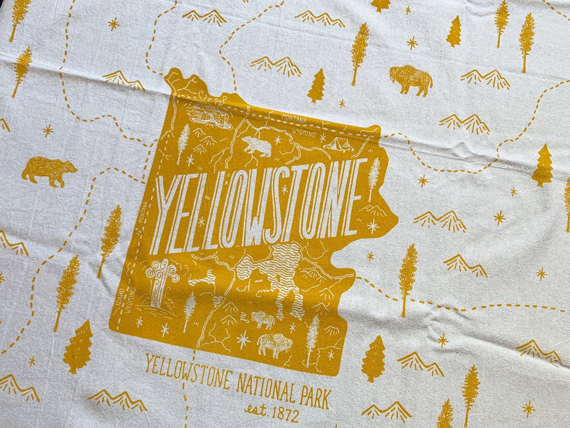 Yellowstone Tea Towel Yellowstone National Park Single - Etsy