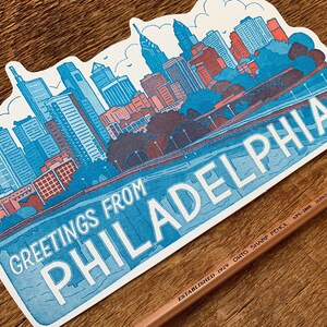 Philadelphia Skyline Postcard, City of Brotherly Love, Philly Postcard ...