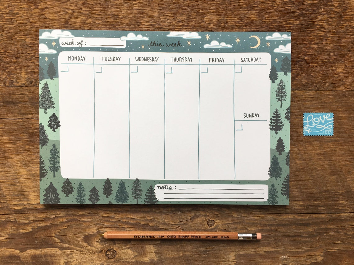 Tree Weekly Desk Planner Pine Tree to Do 6.75 X 9.75 Notepad | Etsy