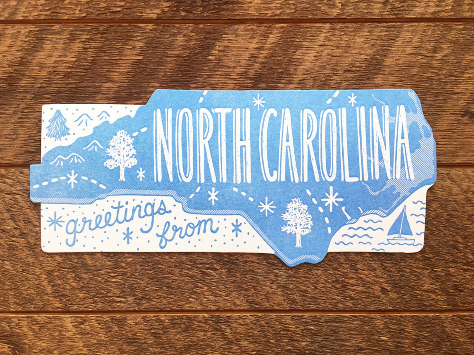 North Carolina Postcard, Greetings From North Carolina, Single Die Cut ...