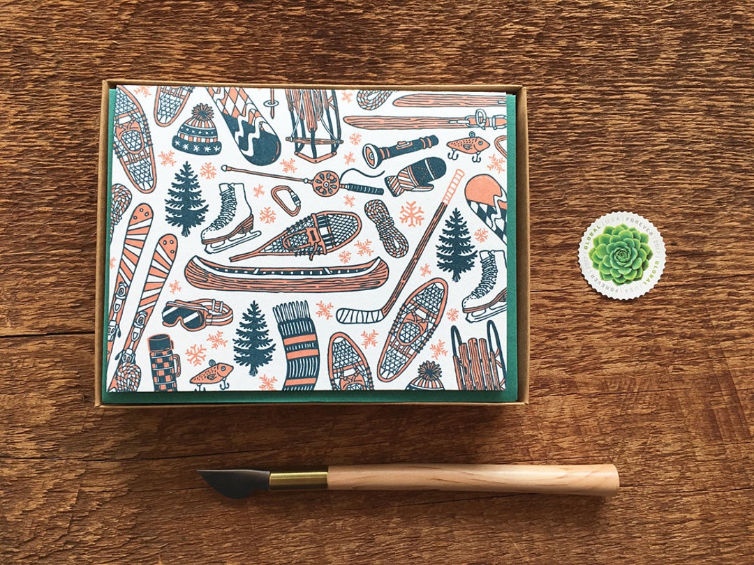 Winter Sports, Winter Adventure Card, Holiday Card Boxed Set of 6 ...