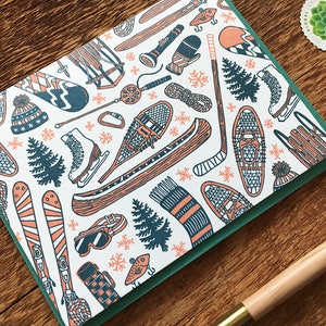 Winter Sports, Winter Adventure Card, Holiday Card Boxed Set of 6 ...