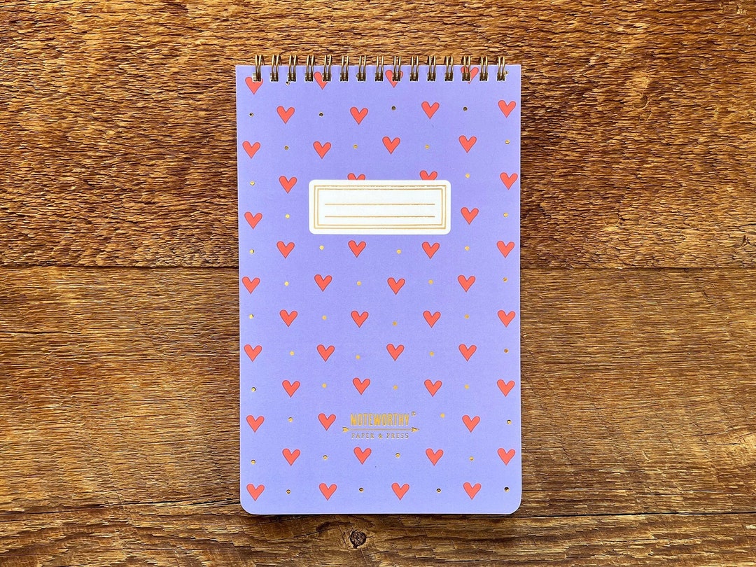 Hearts Pattern Small Notebook, Love Pattern Notebook, 5.5 X 8.5 Wire-o ...