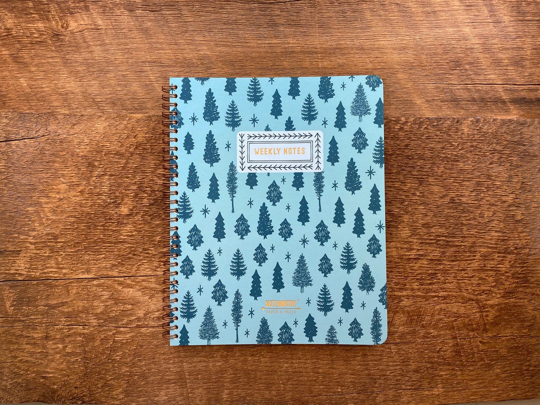 Pine Trees Weekly Fill-in Planner, Tree Pattern Fill-in Planner, Wire-o ...
