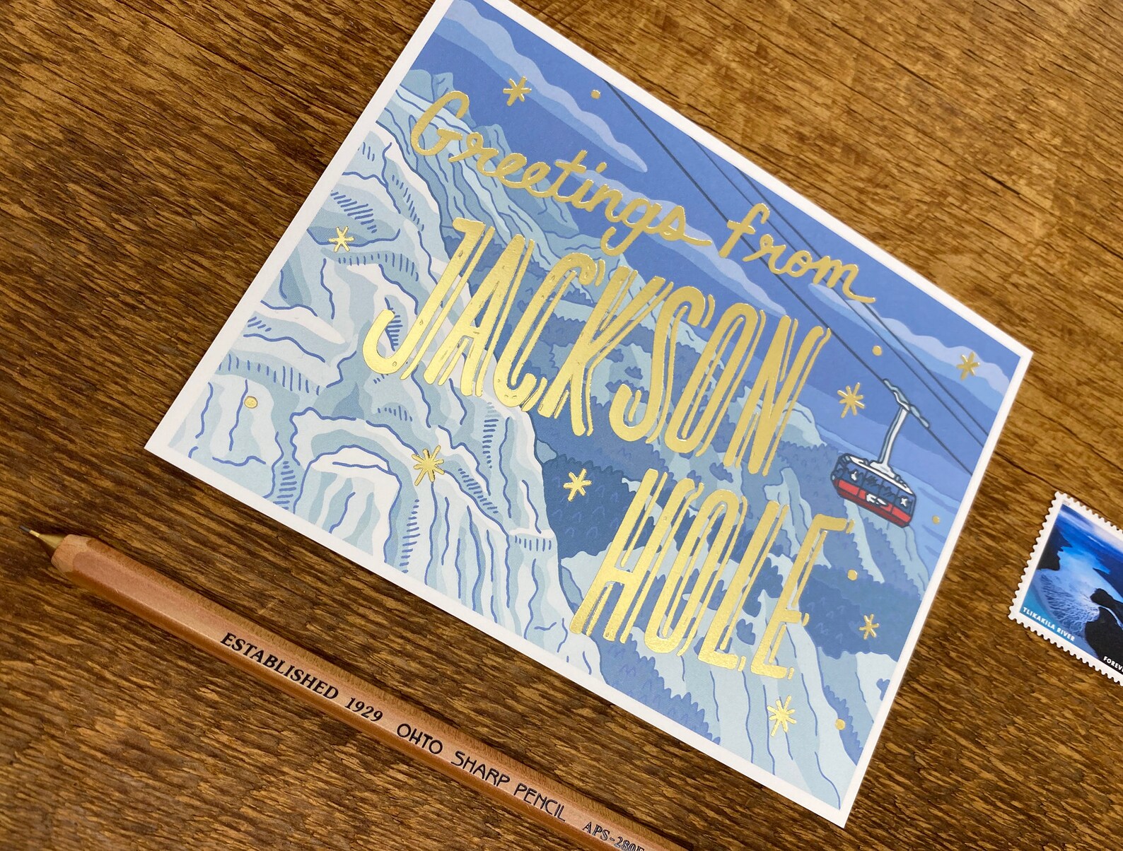 Jackson Hole Postcard, Greetings From Jackson Hole, Foil and Digitally ...