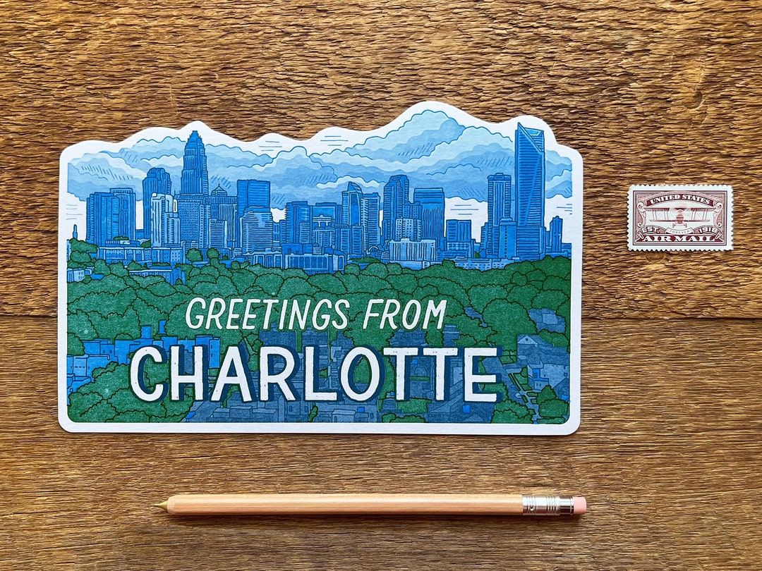 Charlotte Postcard Greetings From Charlotte North Carolina - Etsy