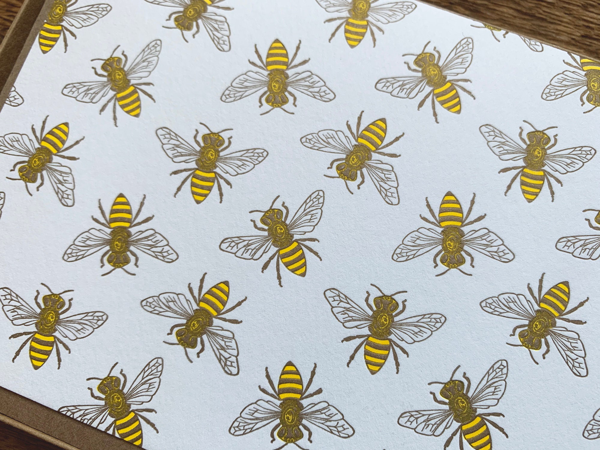 Honey Bees Boxed Set of 6 Letterpress Cards Blank Inside | Etsy