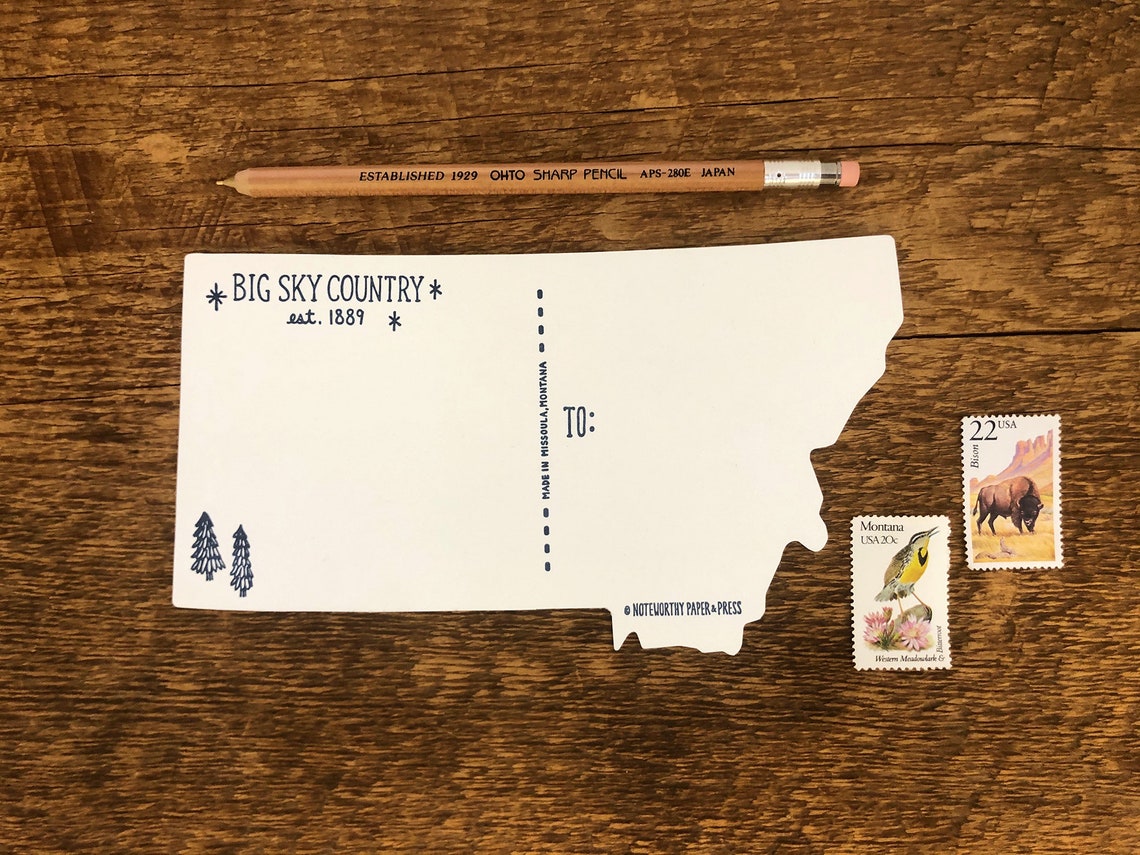 Montana Postcard, Greetings From Montana, Die Cut Letterpress State ...