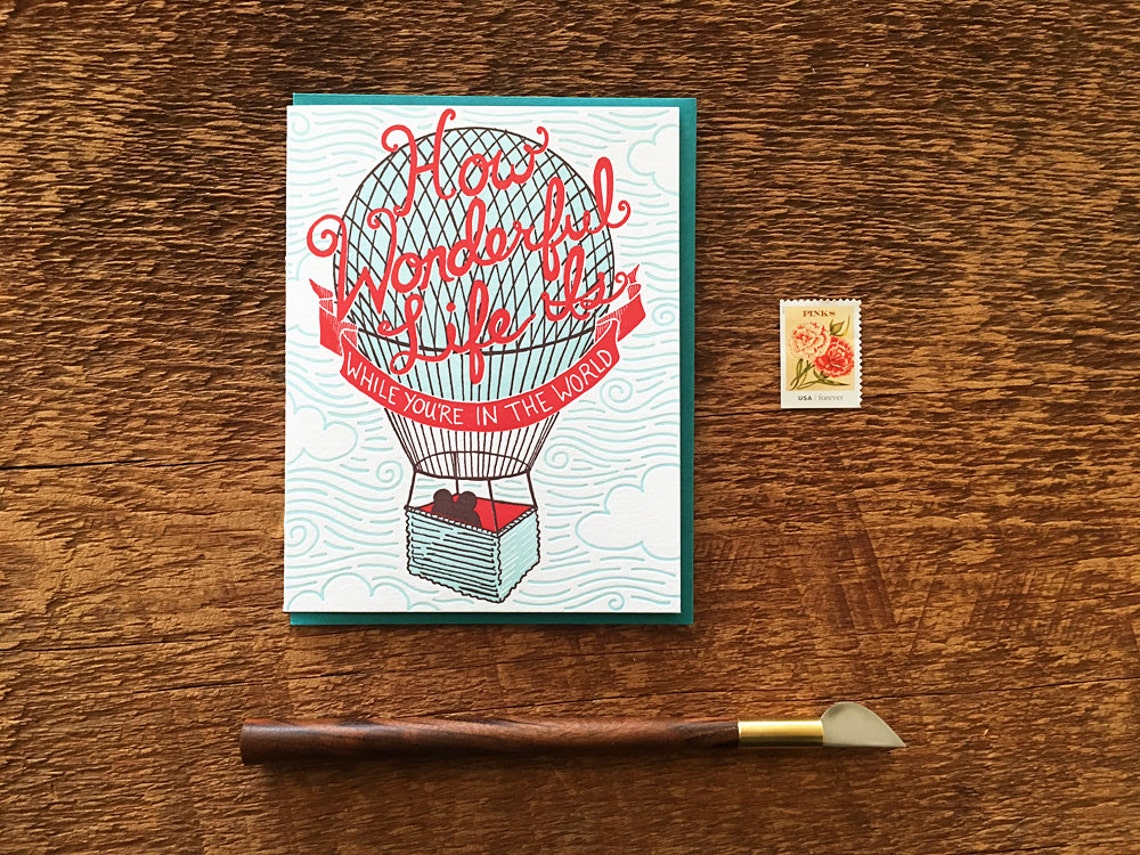 How Wonderful Letterpress Note Card Blank Inside | Etsy