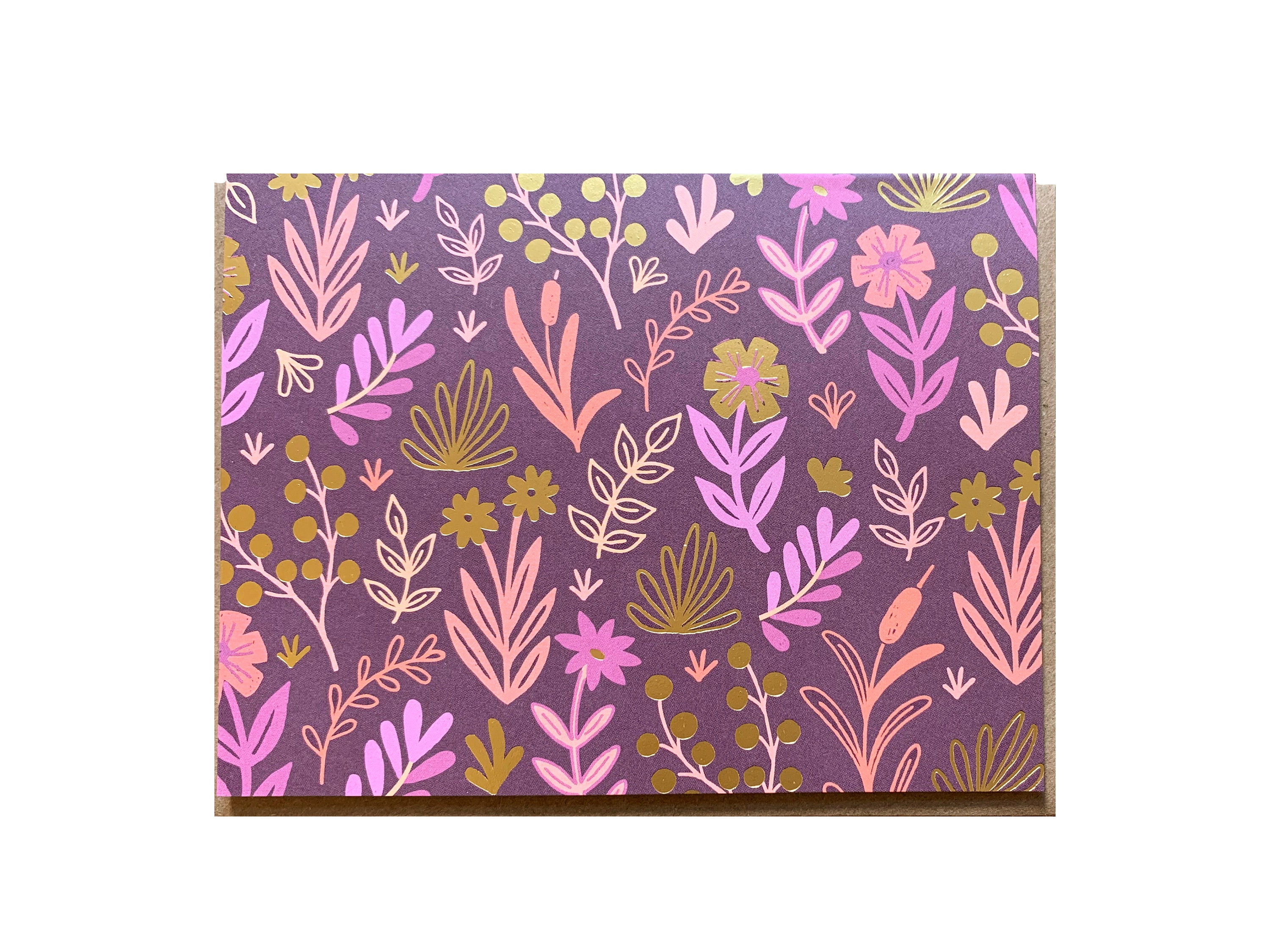 Flora Pattern Flower Card Foil Printed Note Card Blank - Etsy