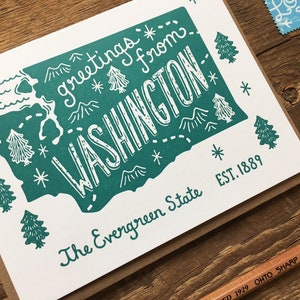 Washington Greeting Card, Greetings From Washington, Letterpress ...