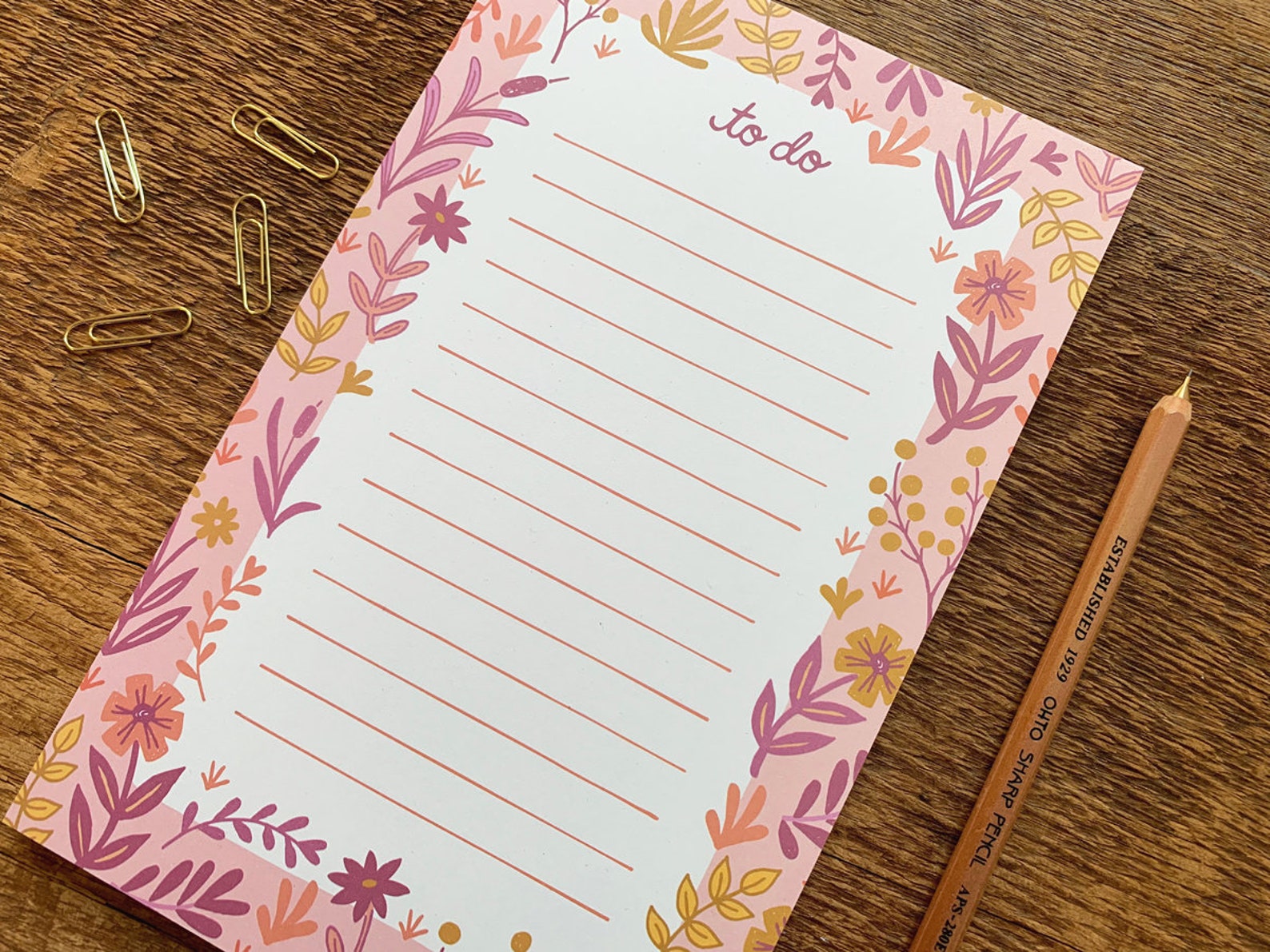 Flora Notepad Flower Pattern Notepad 5.5 X 8.5 to Do List - Etsy