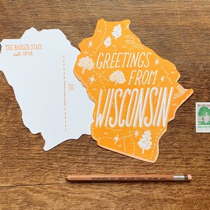 Wisconsin Postcard, Greetings From Wisconsin, Die Cut Letterpress State ...