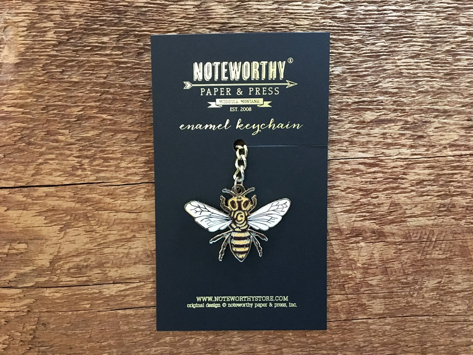 Honey Bee Enamel Keychain Bee Keychain Outdoors Keychain - Etsy