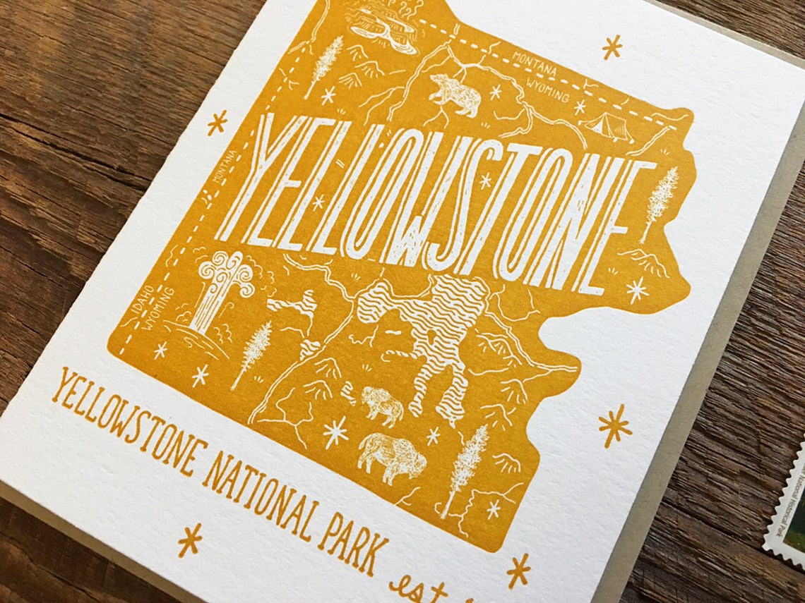 Yellowstone Greeting Card, Yellowstone National Park, A2 Folded Note ...