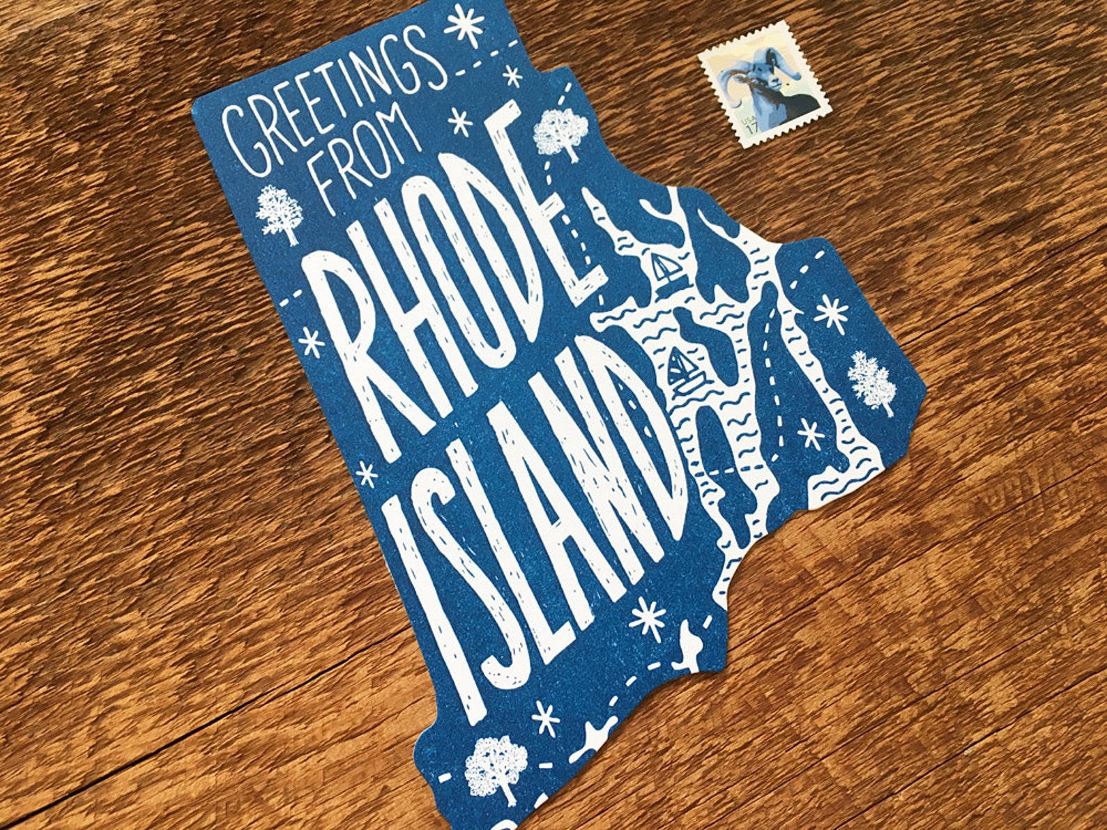 Rhode Island Postcard, Greetings From Rhode Island, Single Die Cut ...