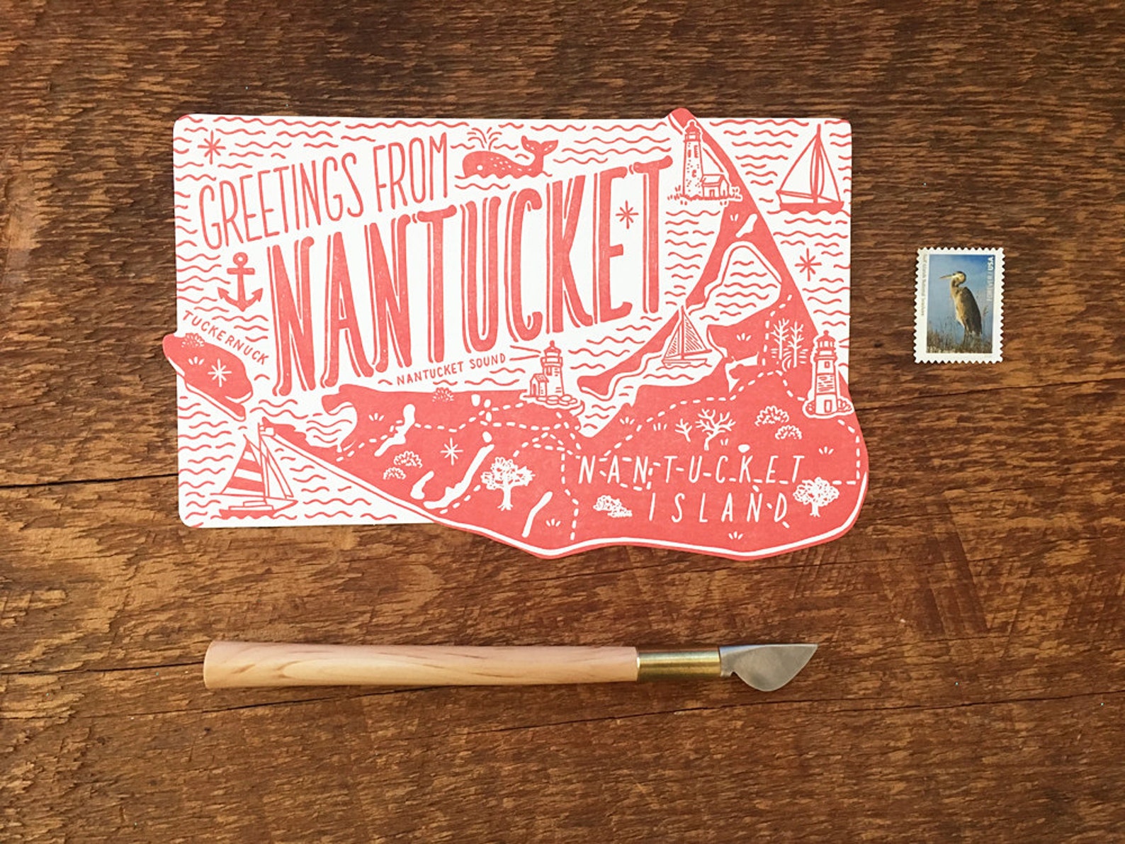 Nantucket Postcard Greetings From Nantucket Die Cut - Etsy