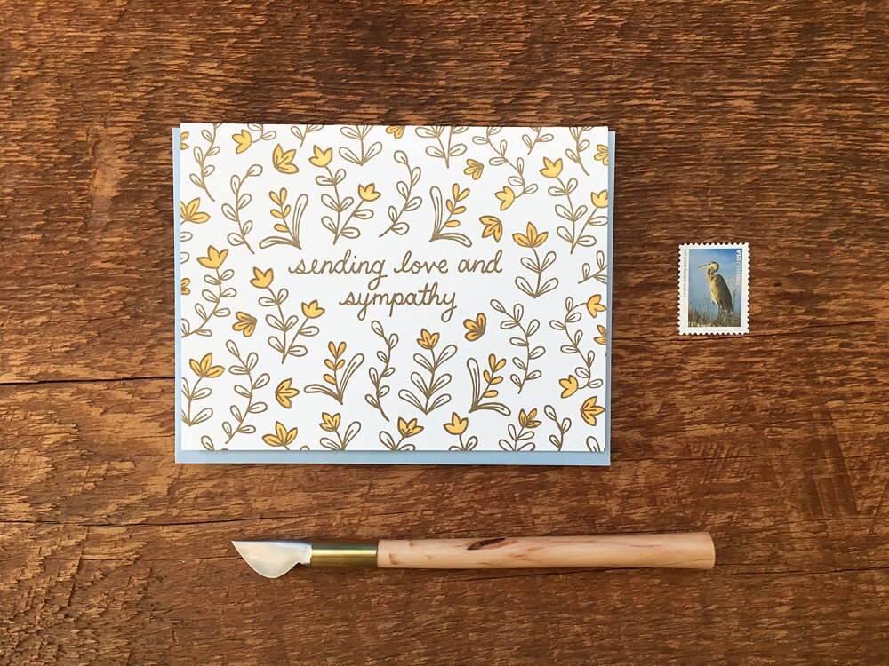Sending Love and Sympathy Letterpress Sympathy Card - Etsy