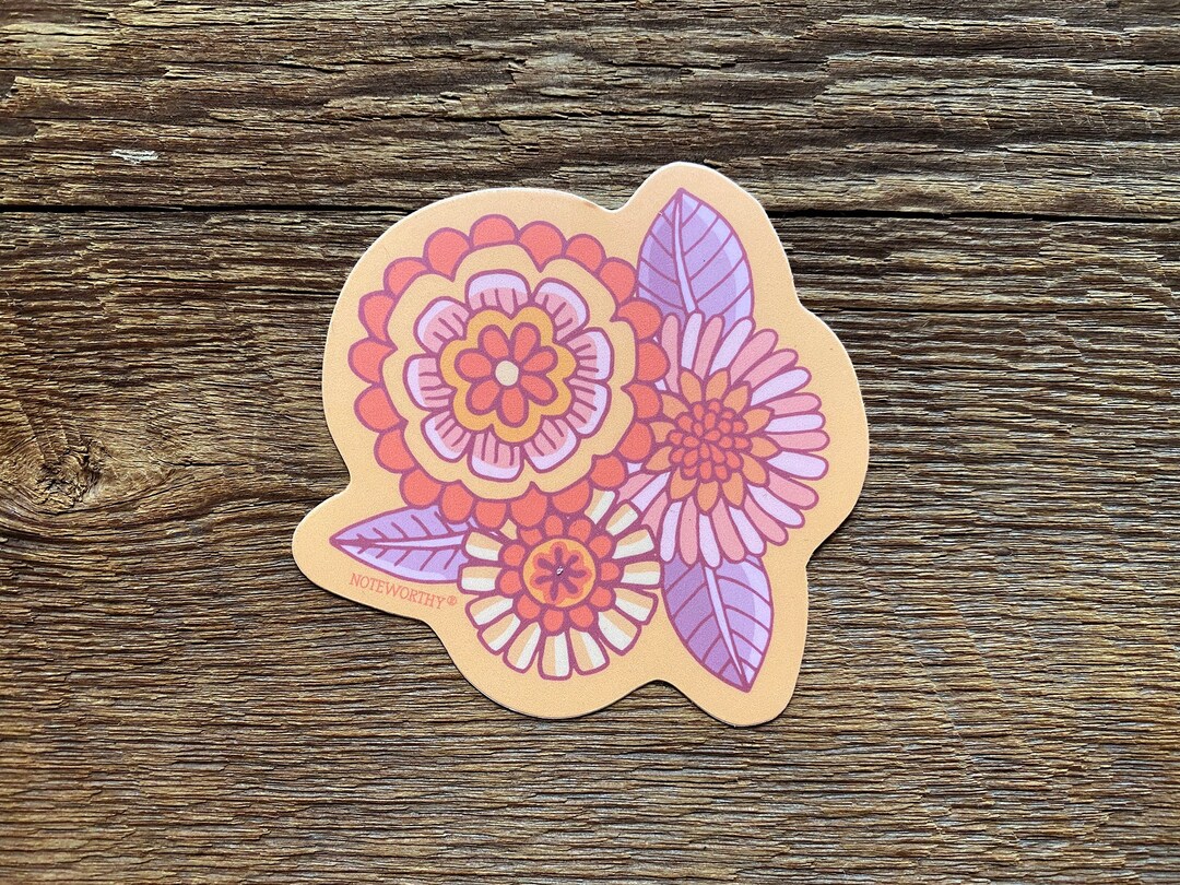 Retro Flora Sticker, Floral Sticker, Flower Sticker, Single Die Cut ...