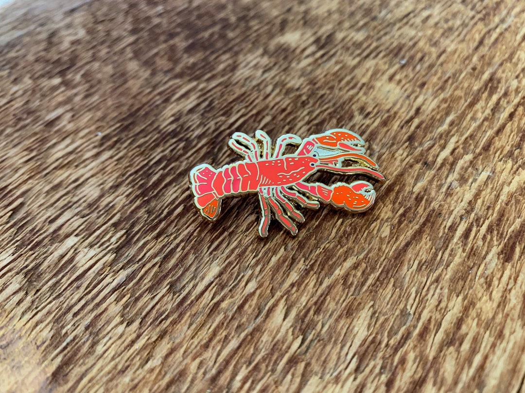 Lobster Enamel Pin, Red and Gold Lobster Pin, Single Hard Enamel Pin ...