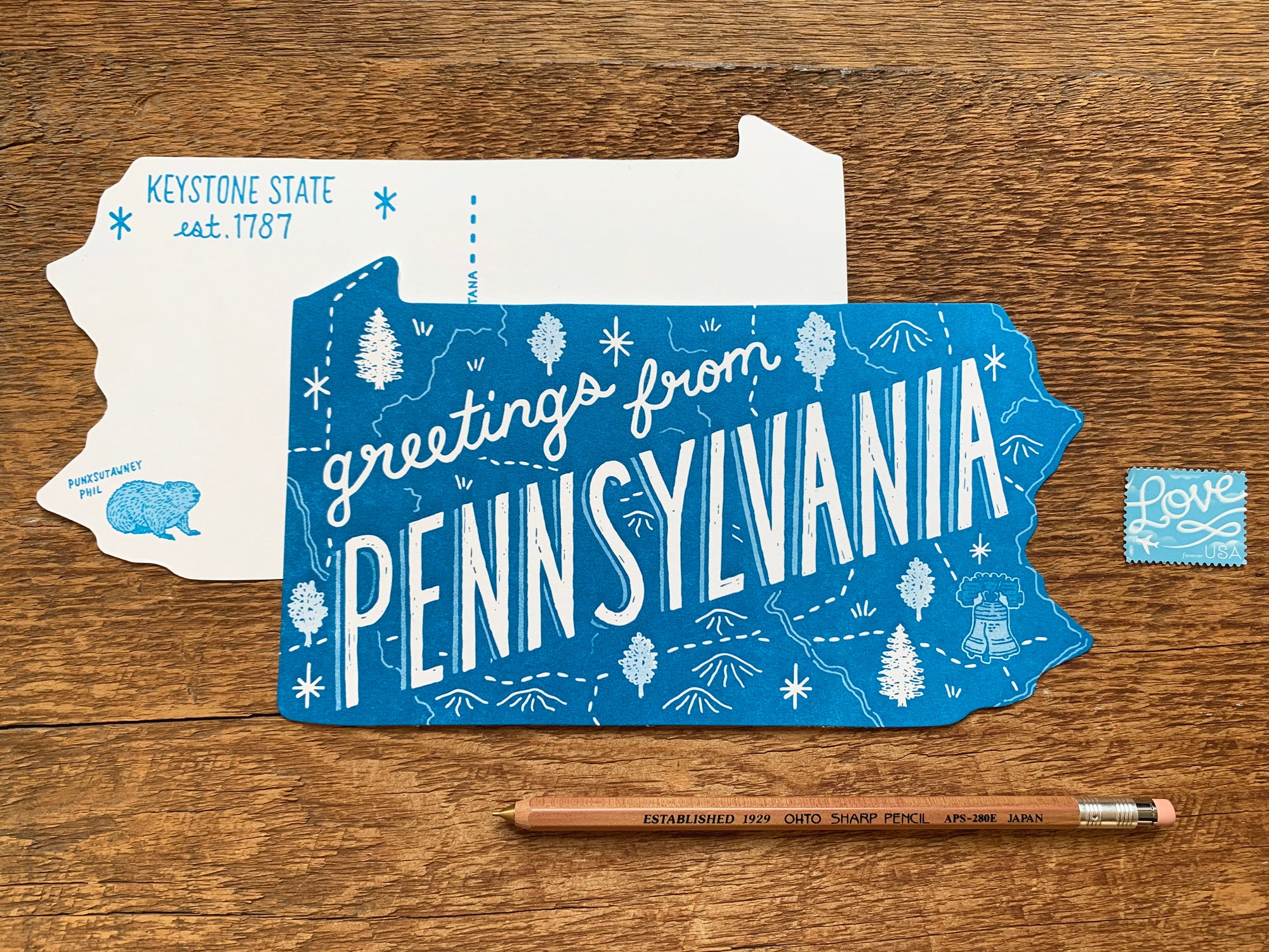 Pennsylvania Postcard Greetings From Pennsylvania Die Cut - Etsy