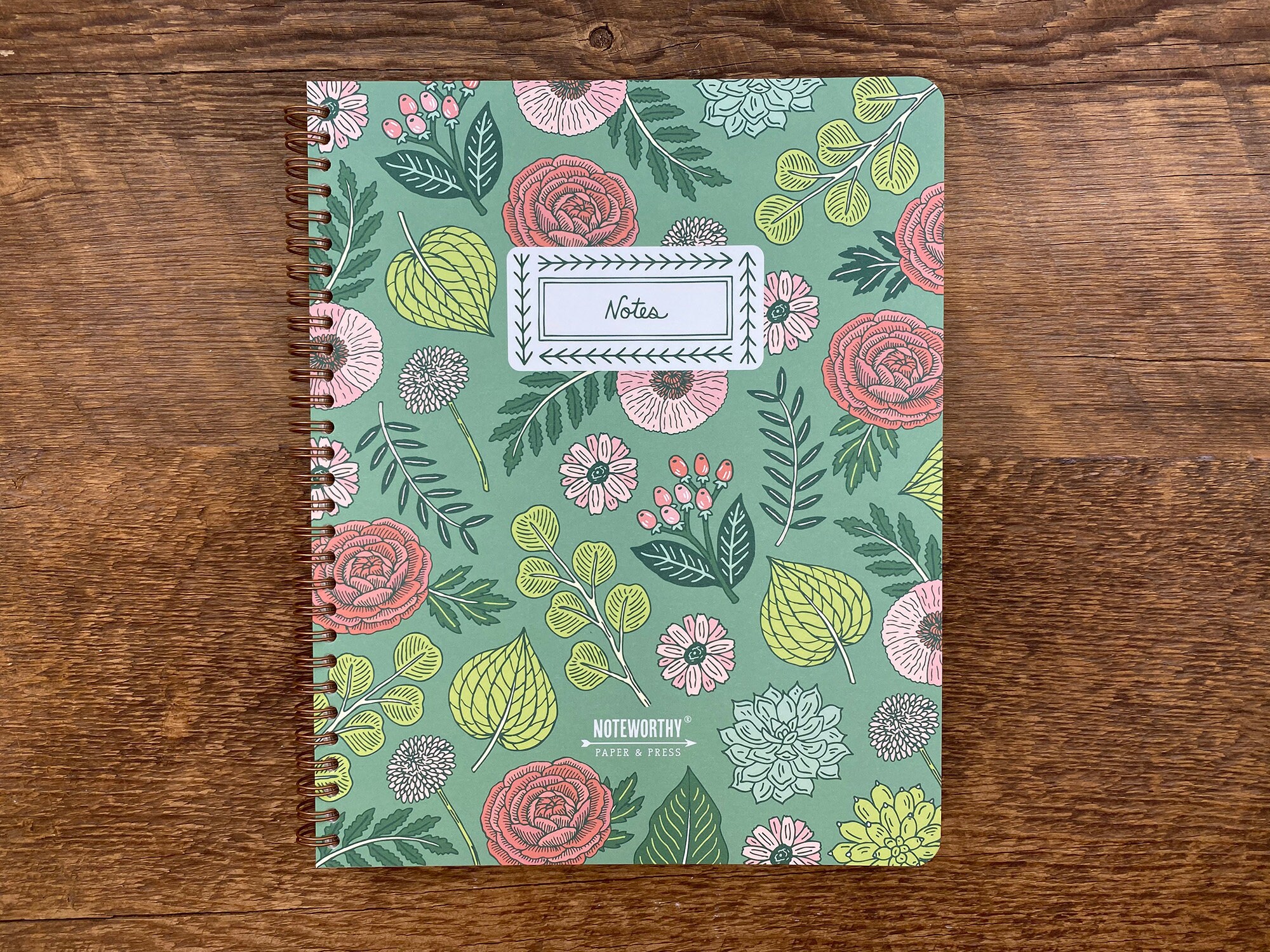 Green Floral Notebook Floral Notebook Wire-O Notebook Lined | Etsy