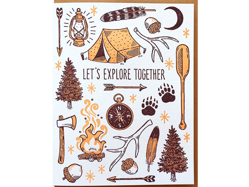 Let's Explore Together Letterpress Greeting Card - Etsy