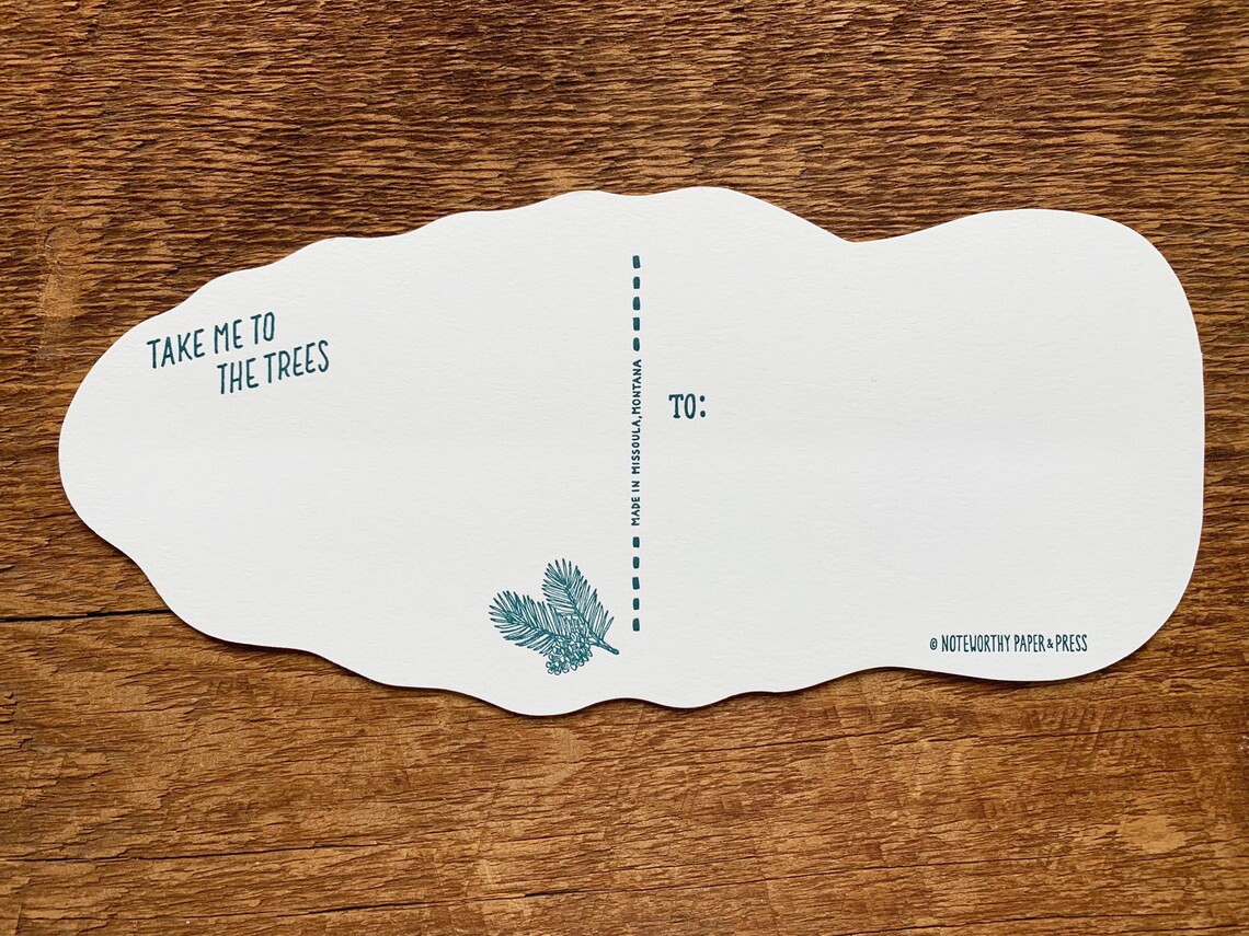Pine Tree Postcard Nature Postcard Die Cut Letterpress | Etsy