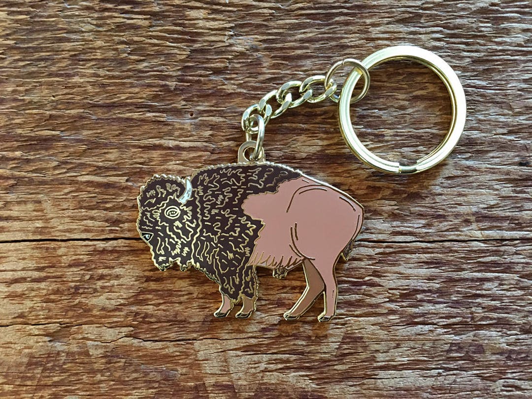 Bison Enamel Keychain Buffalo Keychain Explore Keychain - Etsy