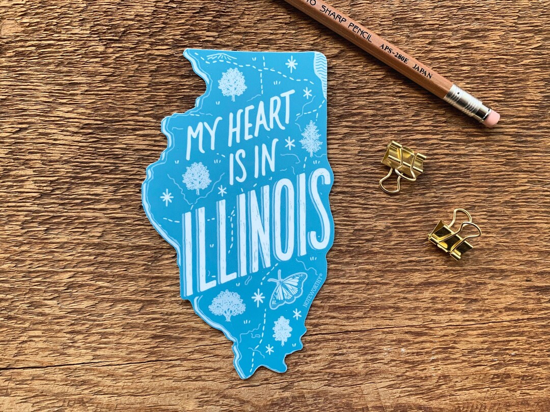 Illinois Sticker, Illinois State Sticker, Single Die Cut Vinyl Sticker ...