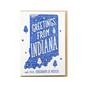 Indiana Greeting Card, Greetings From Indiana, A6 Folded Note Card ...