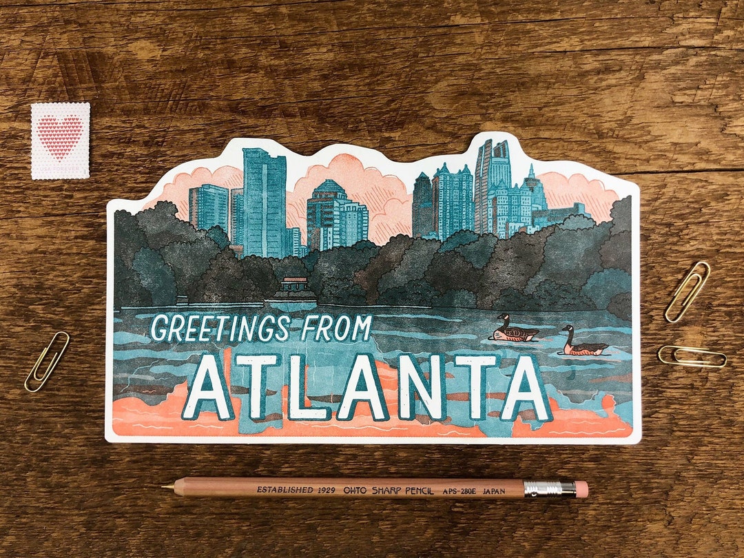 Atlanta Skyline Postcard, Greetings From Atlanta Georgia, Die Cut ...