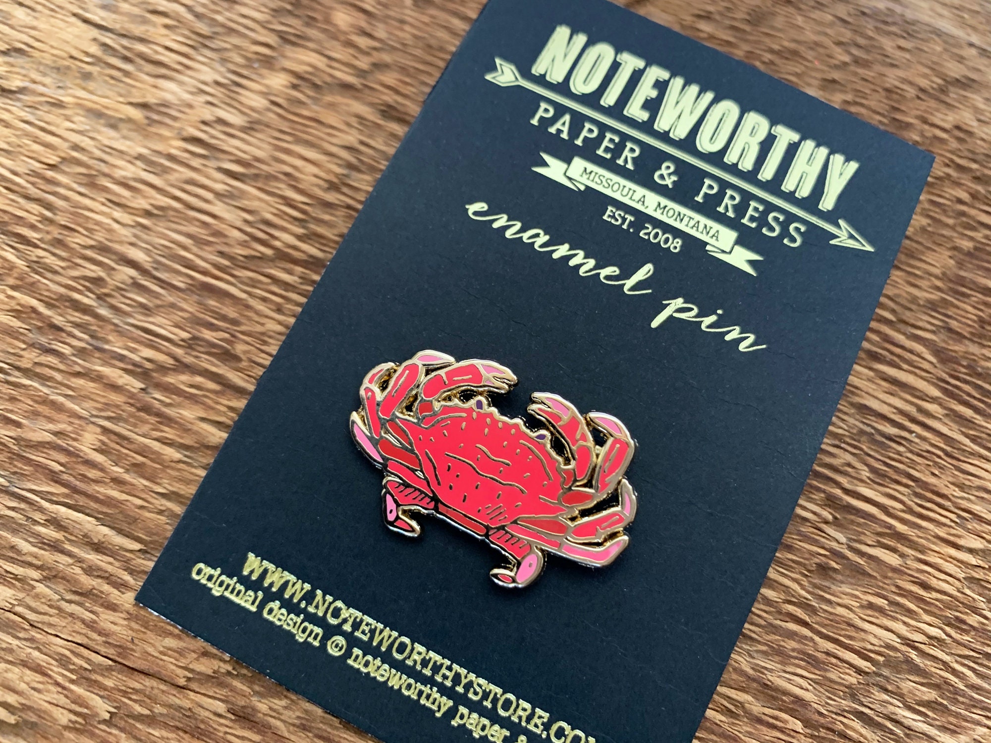 Crab Enamel Pin Red and Gold Crab Pin Single Hard Enamel Pin - Etsy