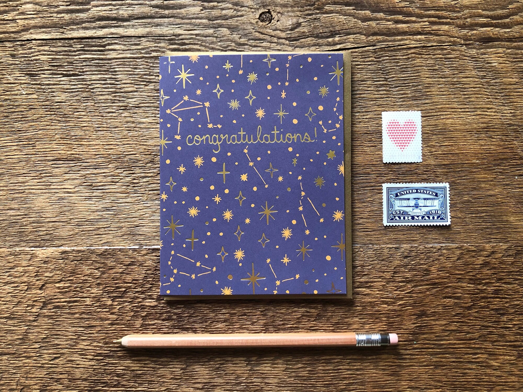 Congratulations Stars Greeting Card Blank Inside | Etsy