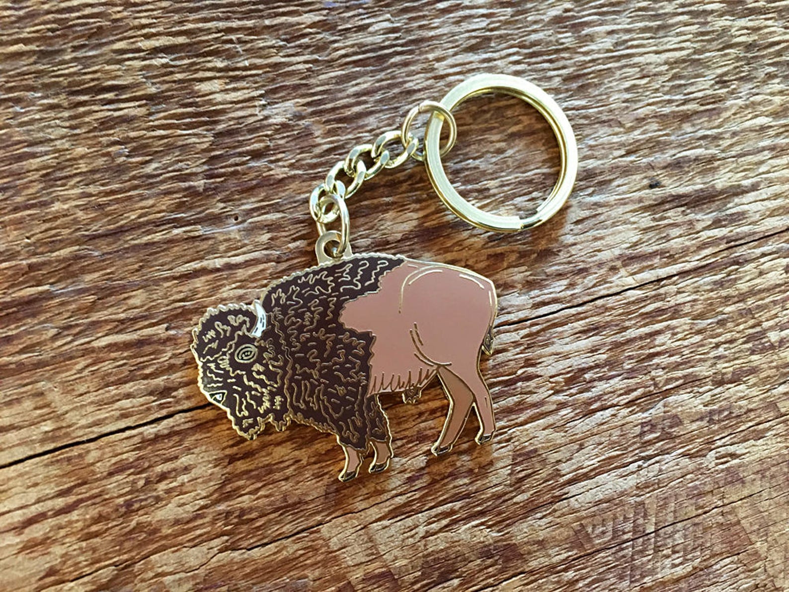 Bison Enamel Keychain Buffalo Keychain Explore Keychain - Etsy