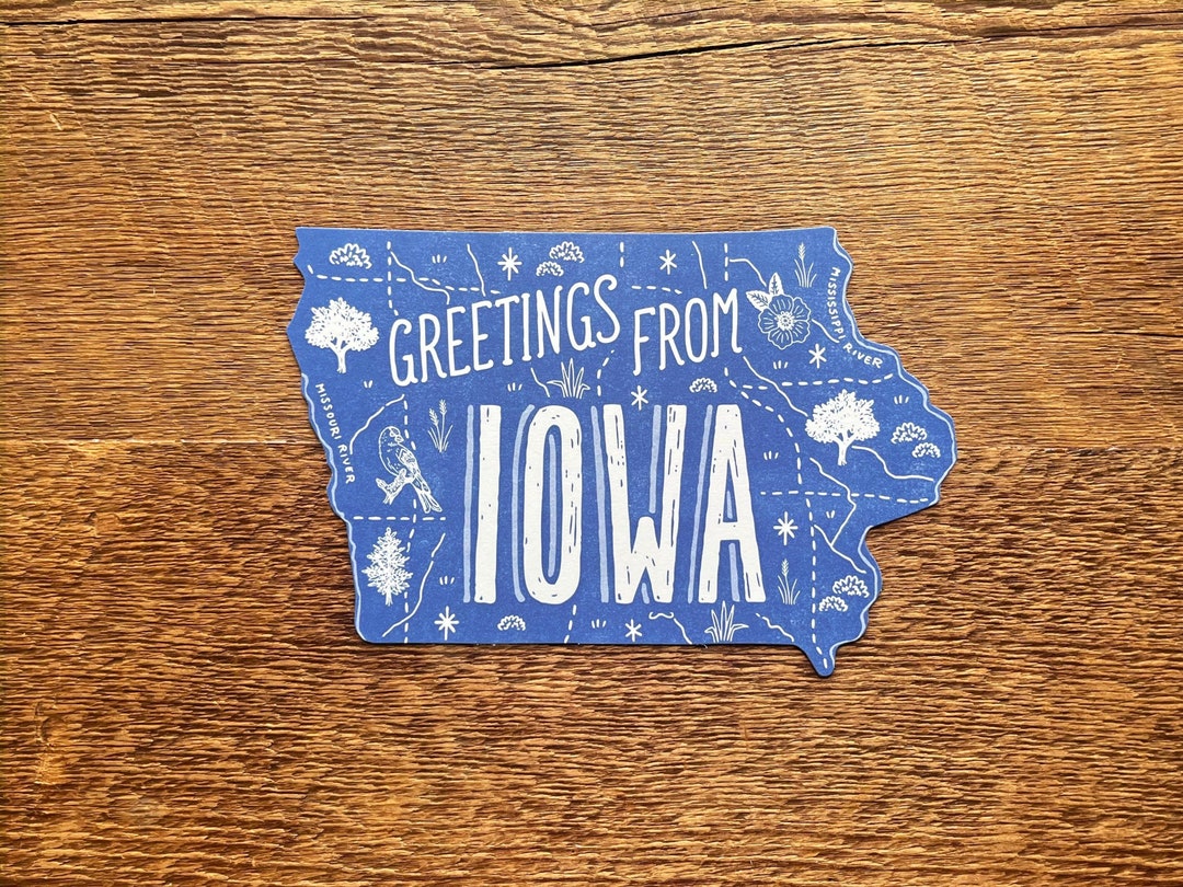 Iowa Postcard, Greetings From Iowa, the Hawkeye State, Die Cut ...