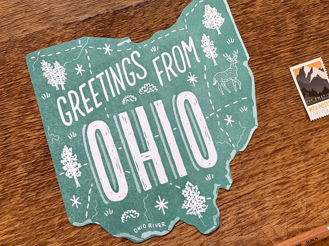 Ohio Postcard Greetings From Ohio the Buckeye State Die Cut - Etsy