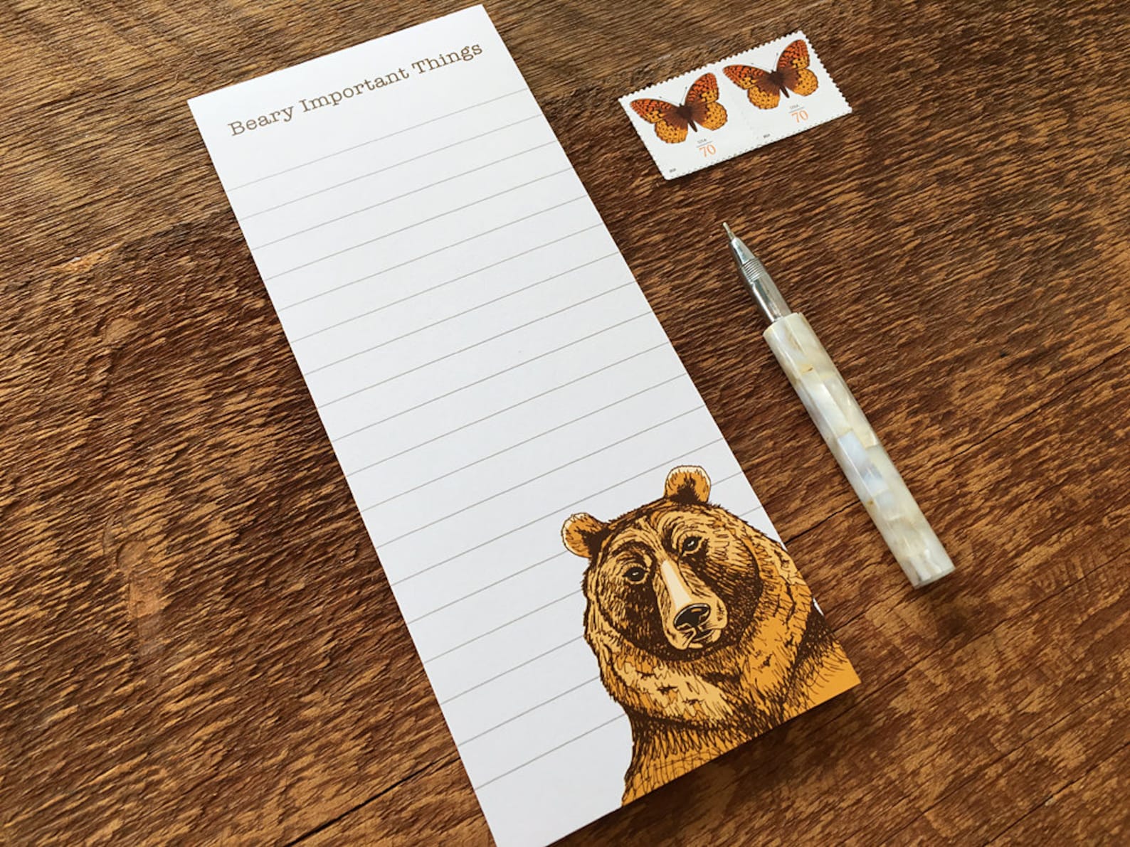 Grizzly Bear Notepad, Beary Important Things, 3.5 X 8.5 List Pad With ...