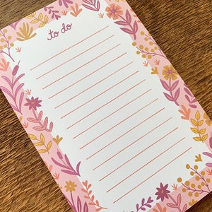 Flora Notepad, Flower Pattern Notepad, 5.5 X 8.5 to Do List Pad - Etsy