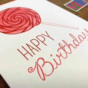 Happy Birthday Lollipop Card, Kid's Birthday Card, Letterpress Folded ...