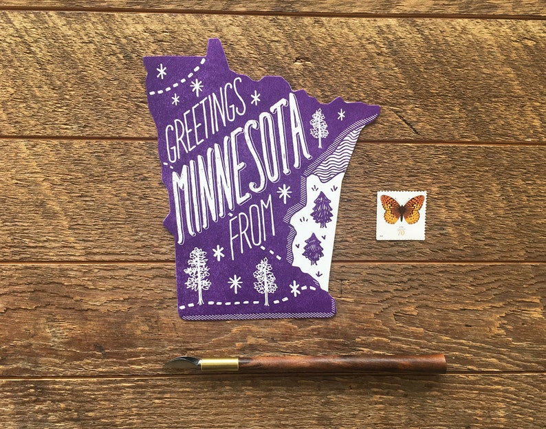 Minnesota Postcard Greetings From Minnesota Die Cut | Etsy