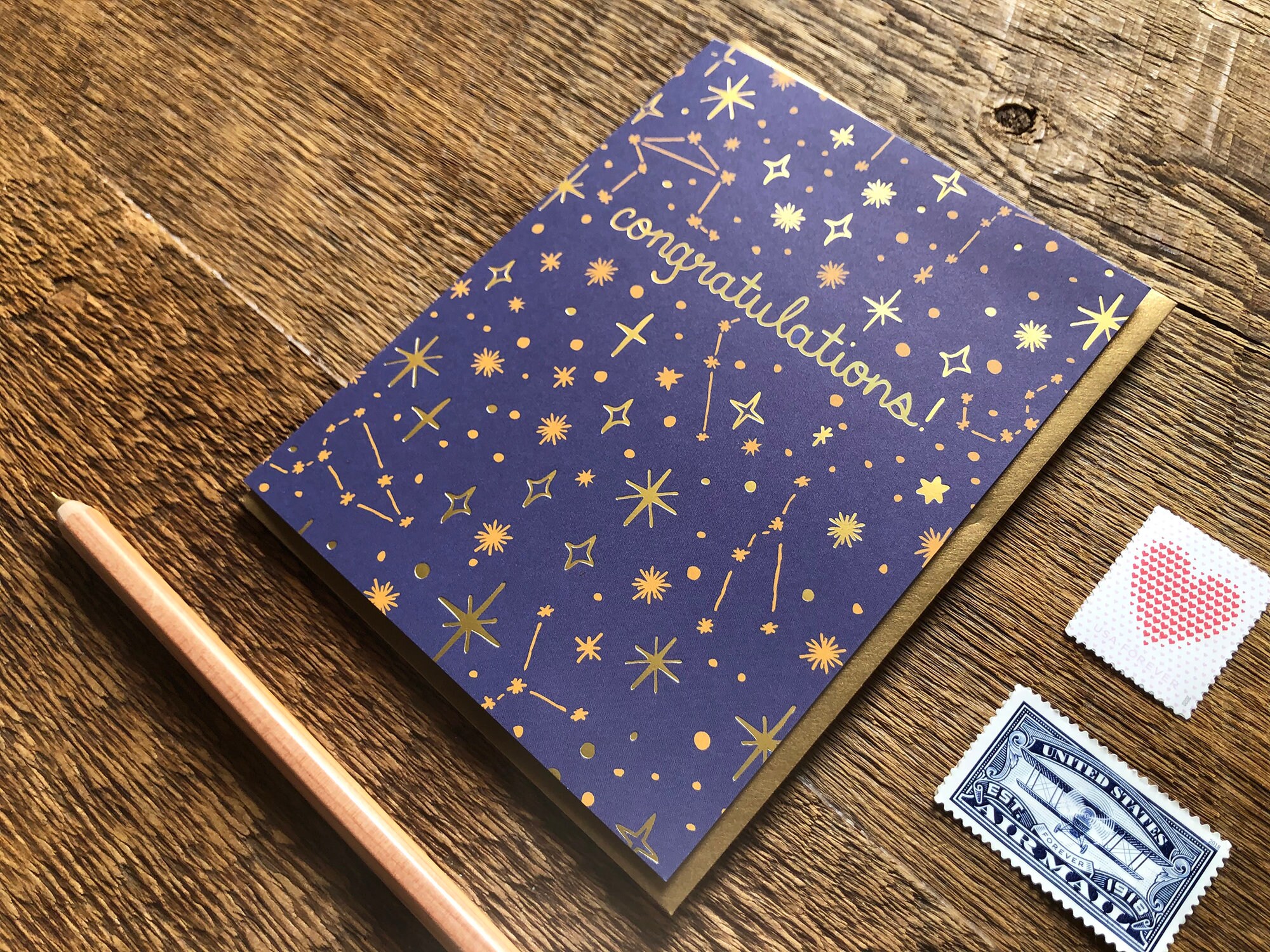 Congratulations Stars Greeting Card Blank Inside | Etsy