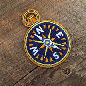 Compass Embroidered Patch, Compass Patch, Single Embroidered Patch With ...