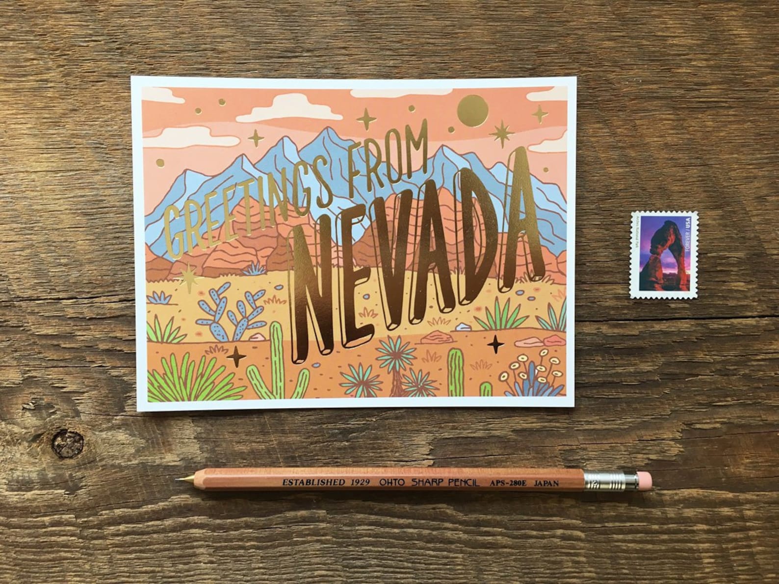 Nevada Postcard Greetings From Nevada Foil and Digitally - Etsy