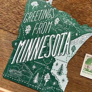 Minnesota Postcard, Greetings From Minnesota, Die Cut Letterpress State ...