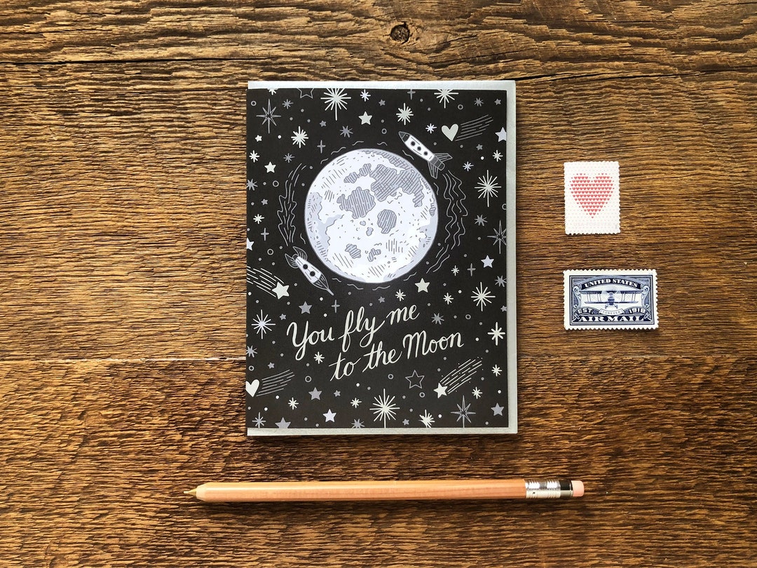 Fly Me to the Moon, to the Moon Card, Moon Card, Love Card - Etsy
