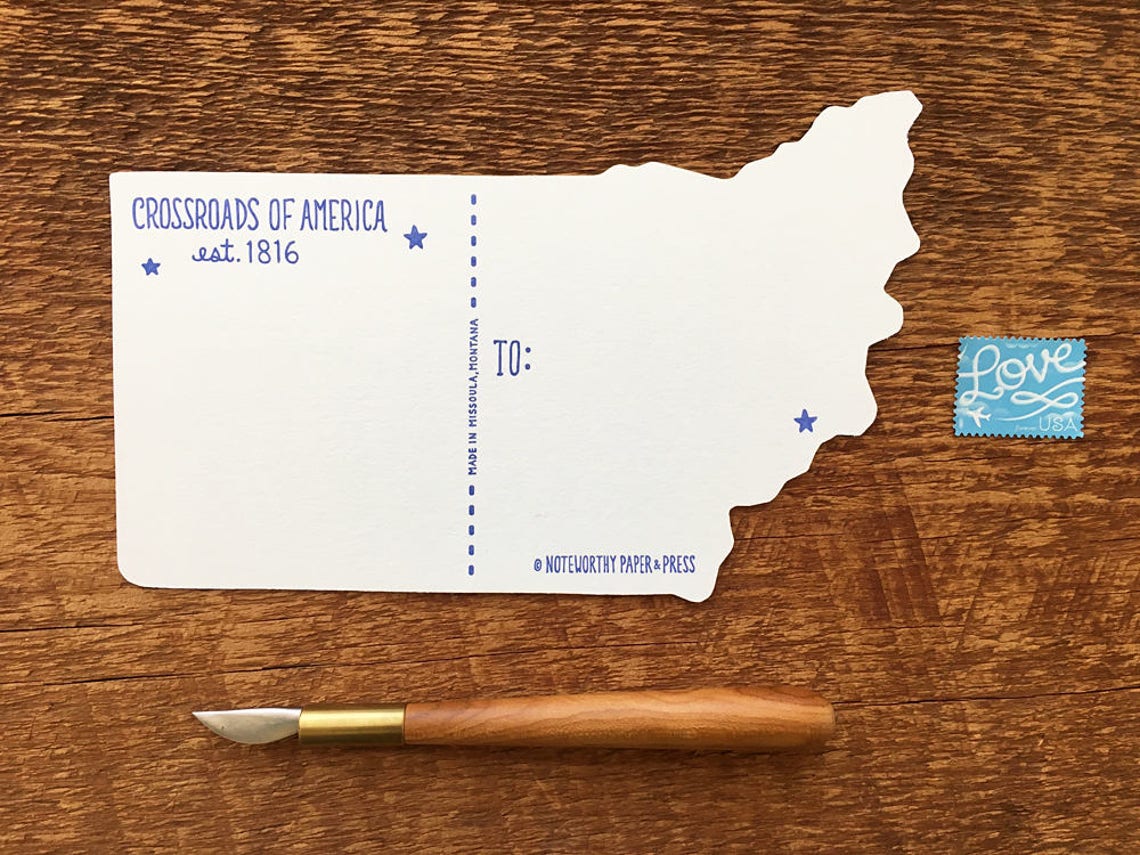 Indiana Postcard Greetings from Indiana Die Cut Letterpress | Etsy